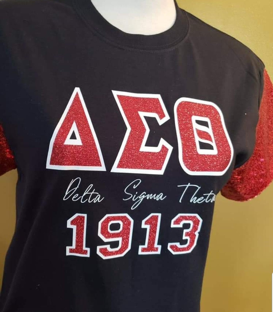 Delta Sigma Theta Sequin Sleeve T-shirt - Etsy