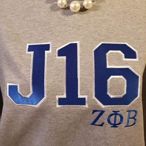 Zeta Embroidered Year Applique Sweatshirt W/ Monogram Greek - Etsy