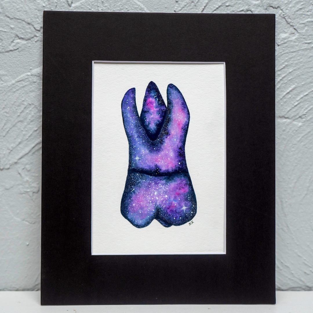 Dental Art, Galaxy Tooth 5x7" Original Watercolor Painting - Etsy