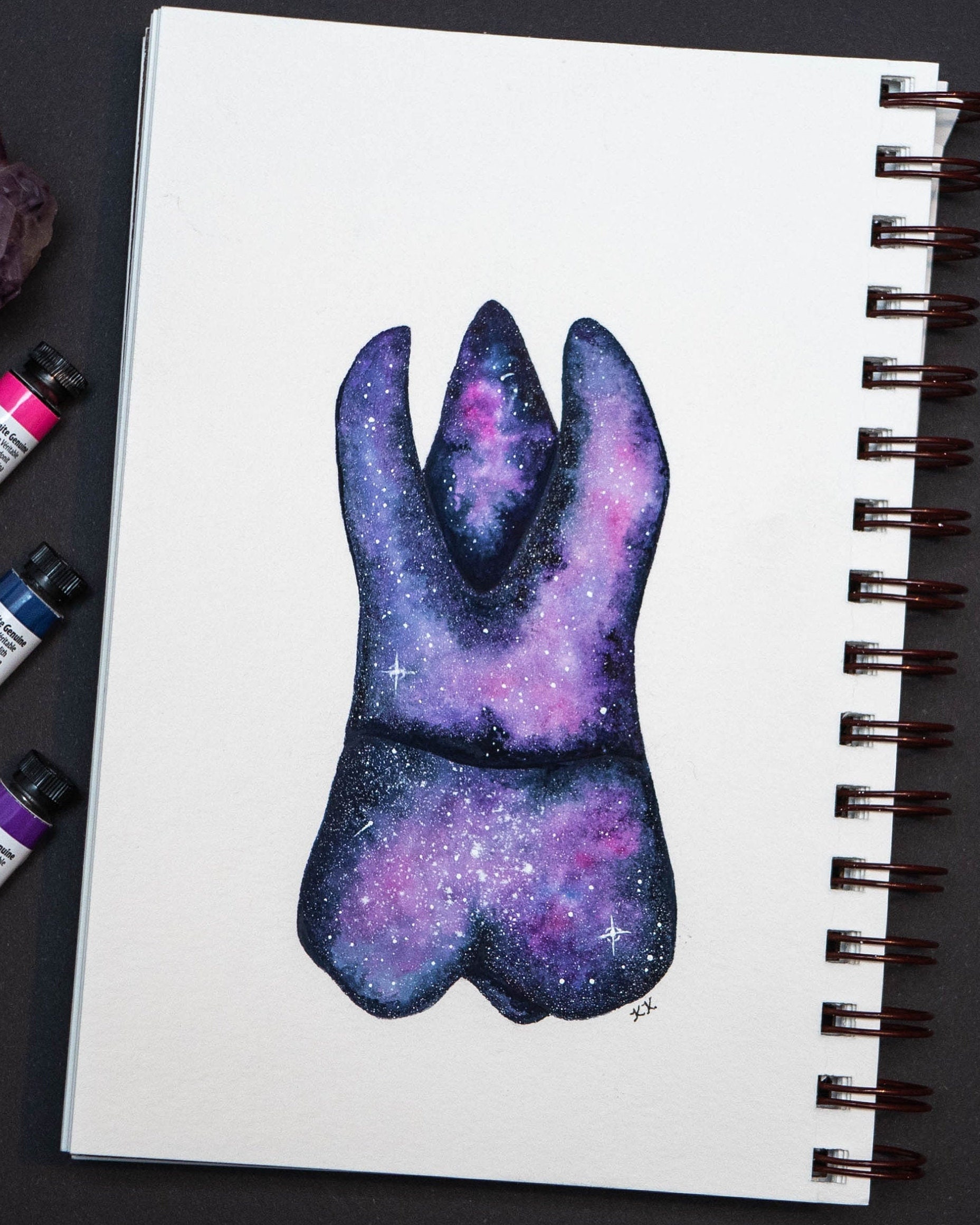 Dental Art, Galaxy Tooth 5x7" Original Watercolor Painting - Etsy