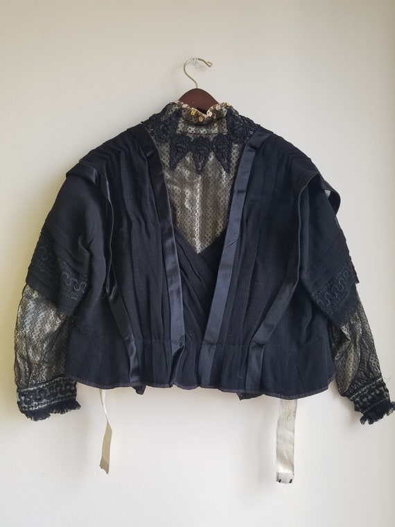 Antique Victorian 1880s-1900s Womens Jacket Black Lac… - Gem