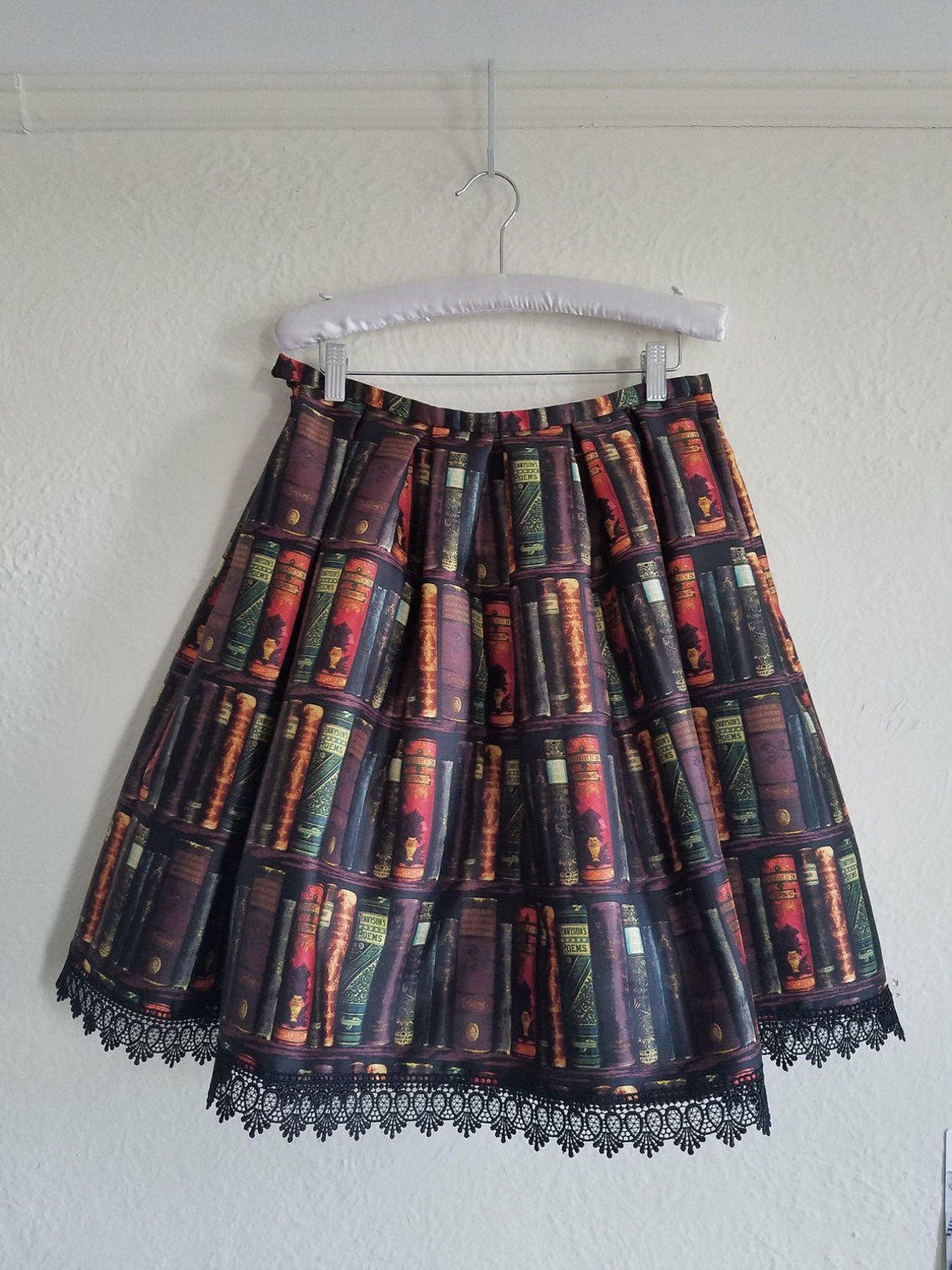 Library Book Print Pleated Full Skirt W/ Lining and Pocket - Etsy