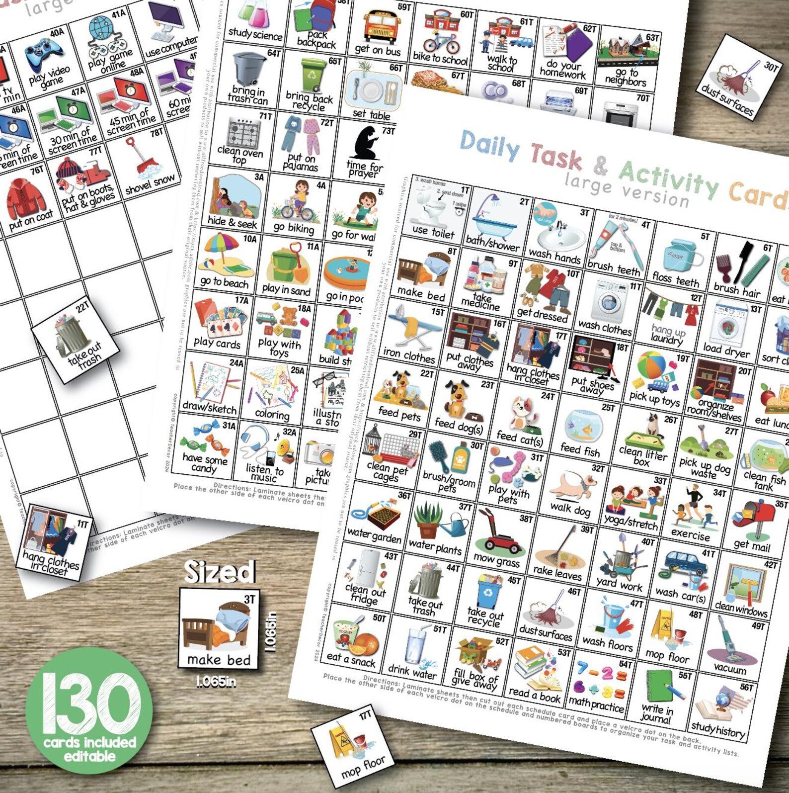 Daily Routine Charts (large Size), Chore Chart for Kids, Cleaning ...