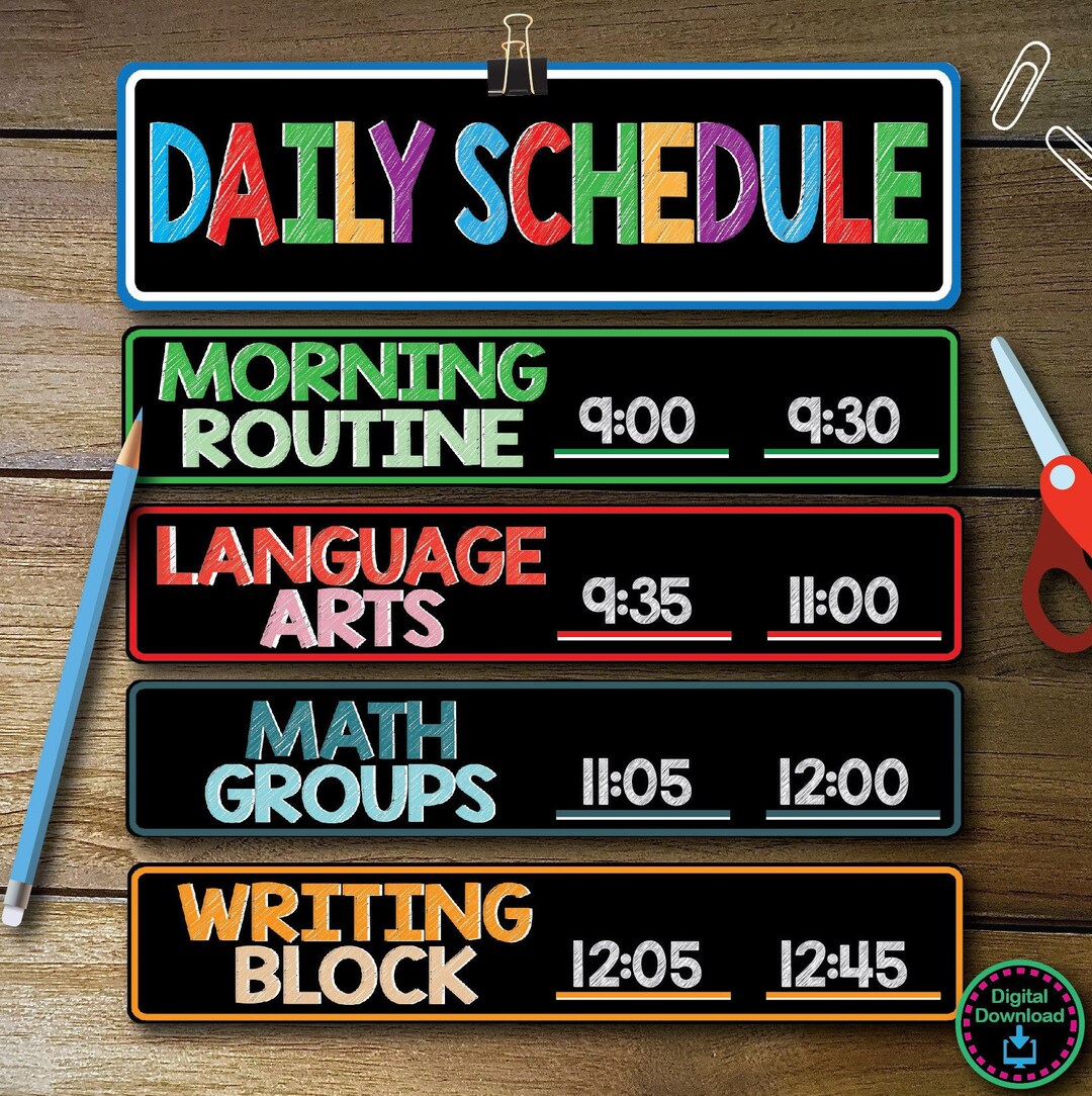 Editable Chalk Theme Daily Schedule Cards, Classroom Visuals (PDF) - Etsy