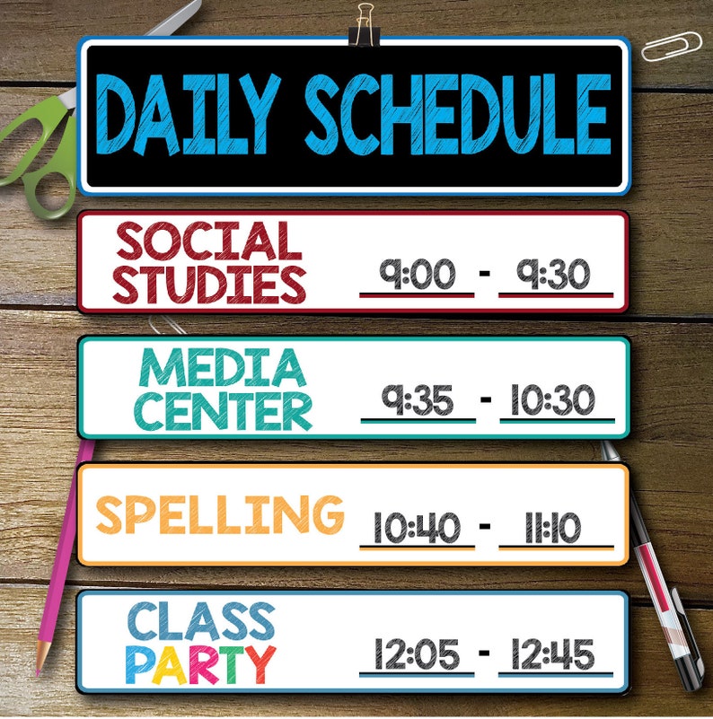 Daily Schedule Cards, Editable Daily Schedule for Kids, Classroom ...