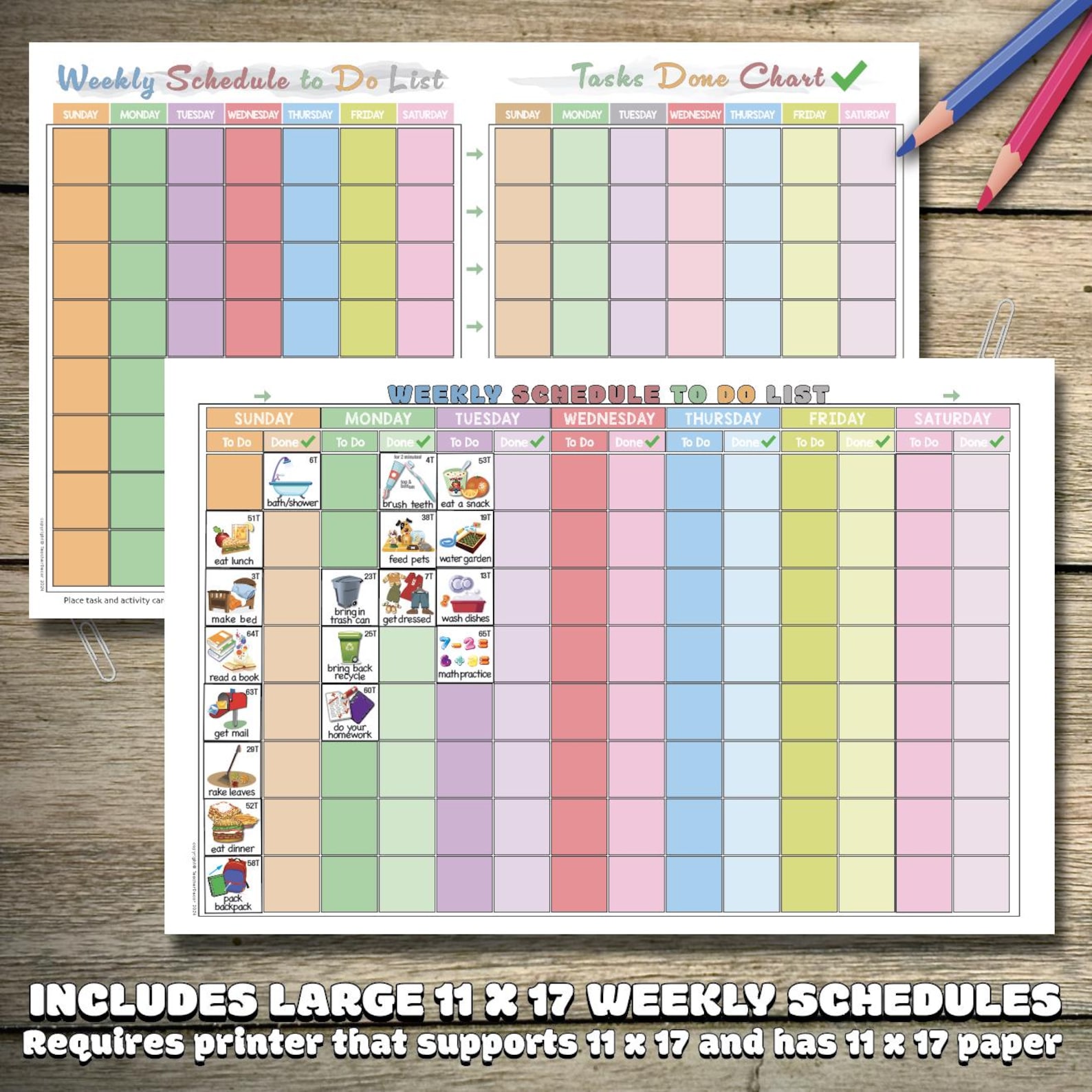 Kids Weekly Visual Schedule: Chore Chart, Routine Chart (editable ...