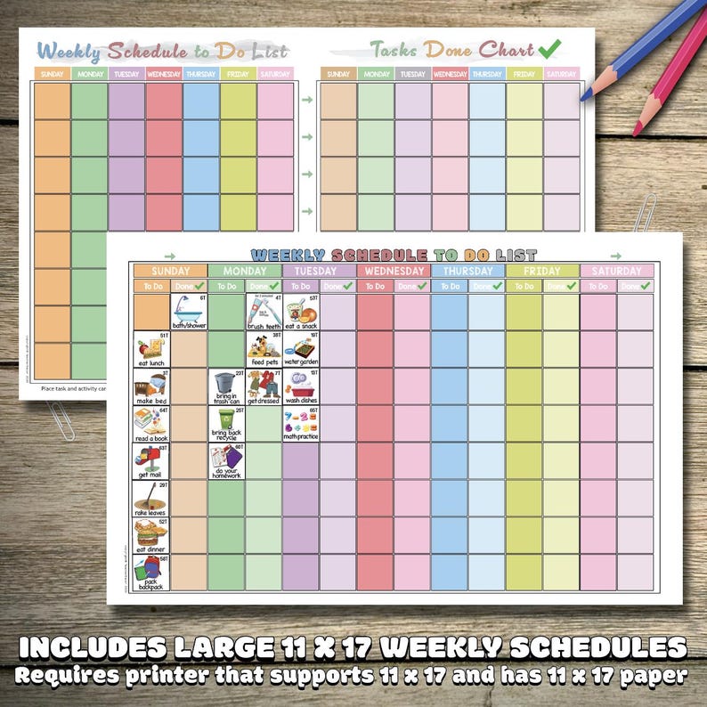 Kids Weekly Visual Schedule: Chore Chart, Routine Chart (editable ...