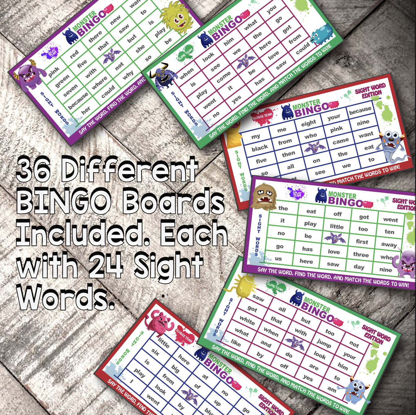 Monster Sight Word Bingo Game: Homeschool Phonics (digital Download) - Etsy