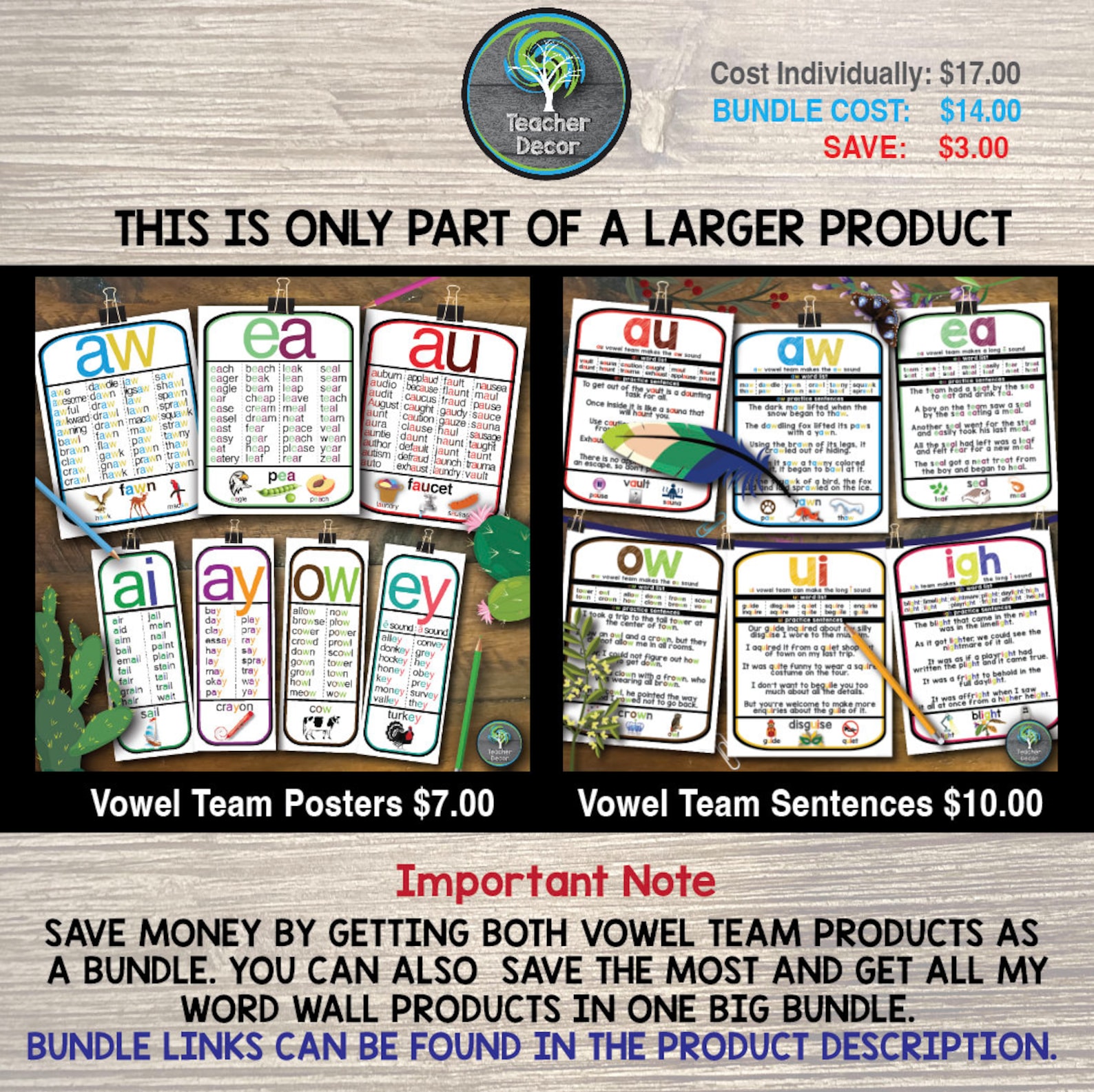 Phonics Vowel Team Posters: Homeschool & Classroom Decor (digital ...