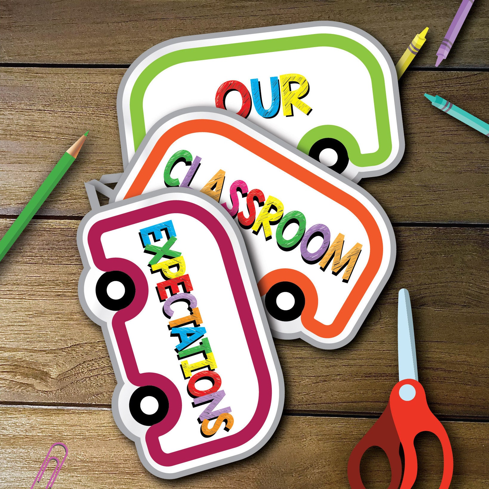 Kindergarten Wall Decorations, Train Classroom Rules Banner, First Day ...