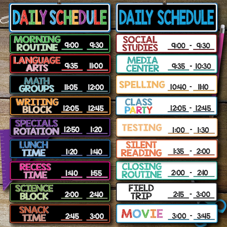 Daily Schedule Cards, Editable Daily Schedule for Kids, Classroom ...