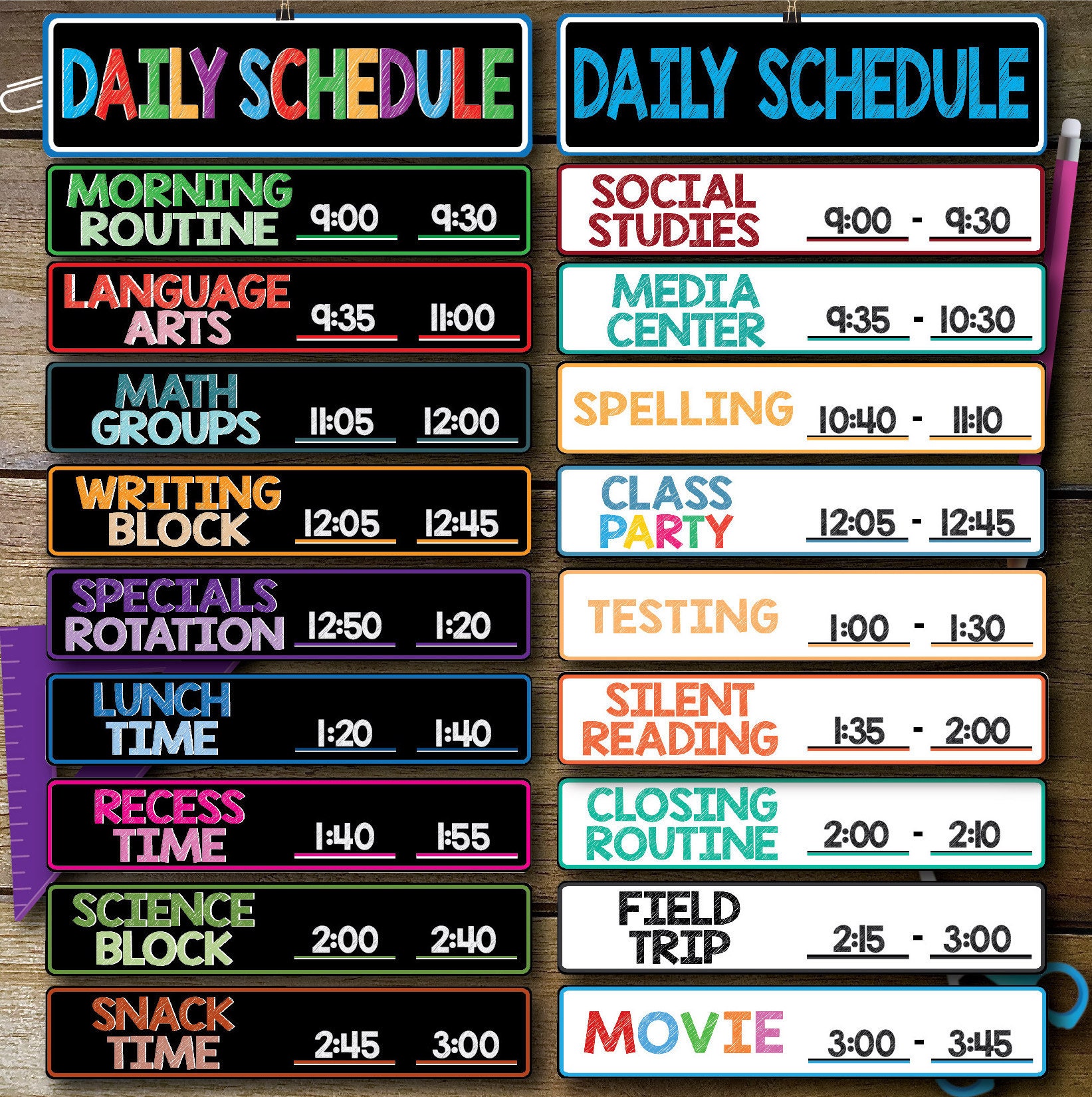 Daily Schedule Cards, Editable Daily Schedule for Kids, Classroom ...