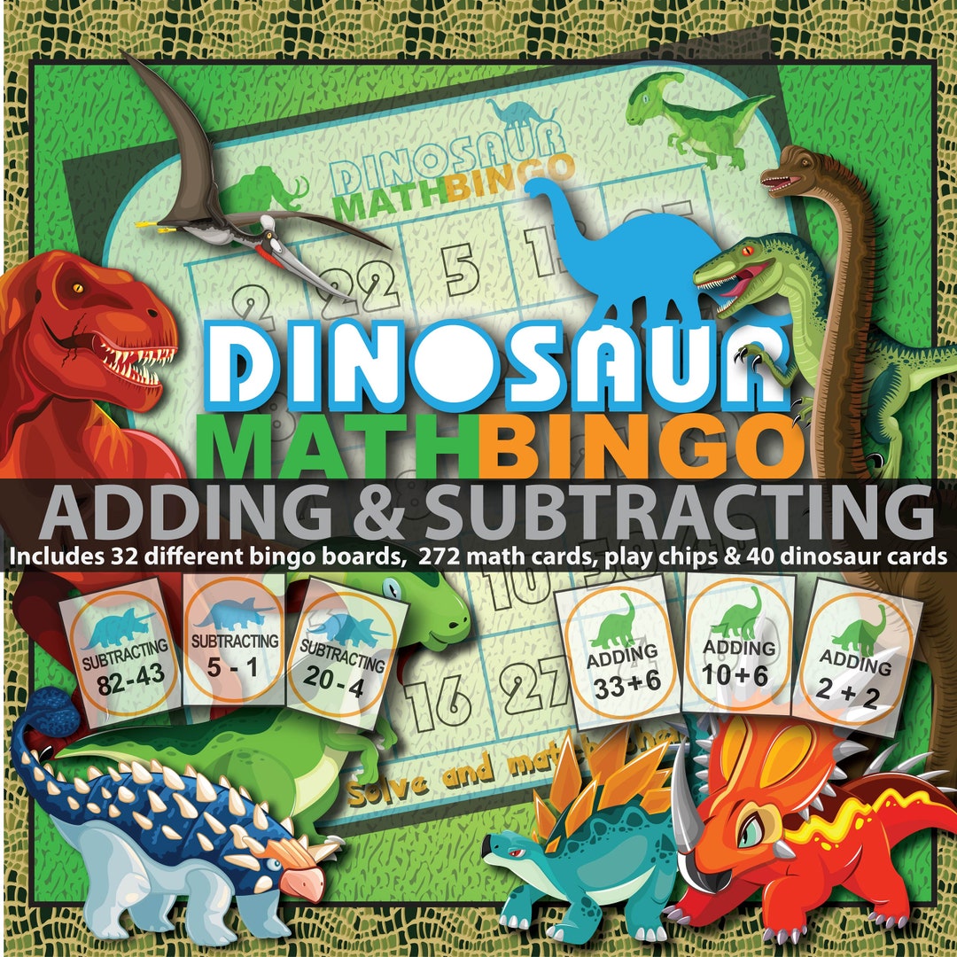 Dinosaur Math Bingo: Addition & Subtraction Game - Etsy