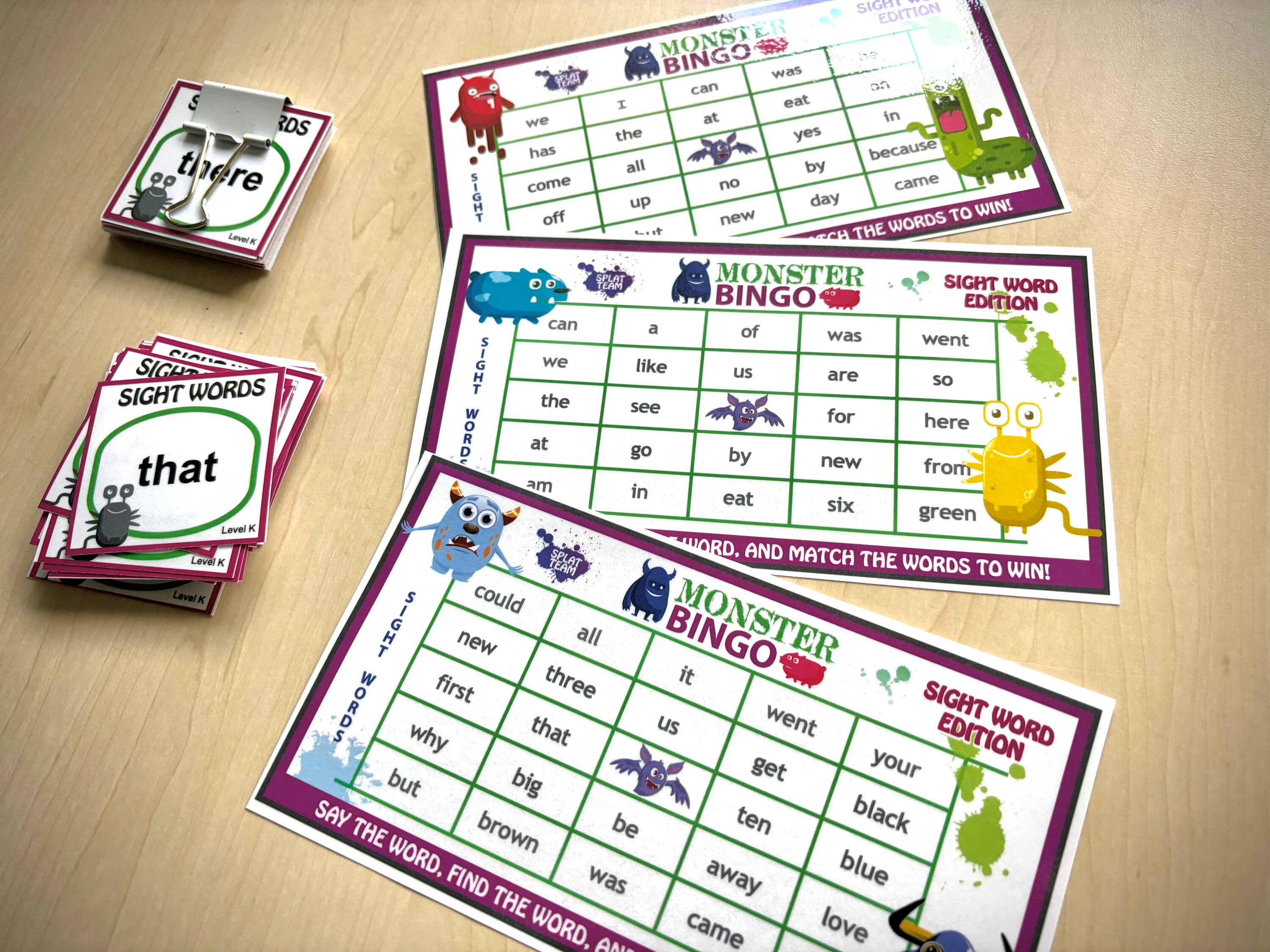 Monster Sight Word Bingo Game: Homeschool Phonics (digital Download) - Etsy