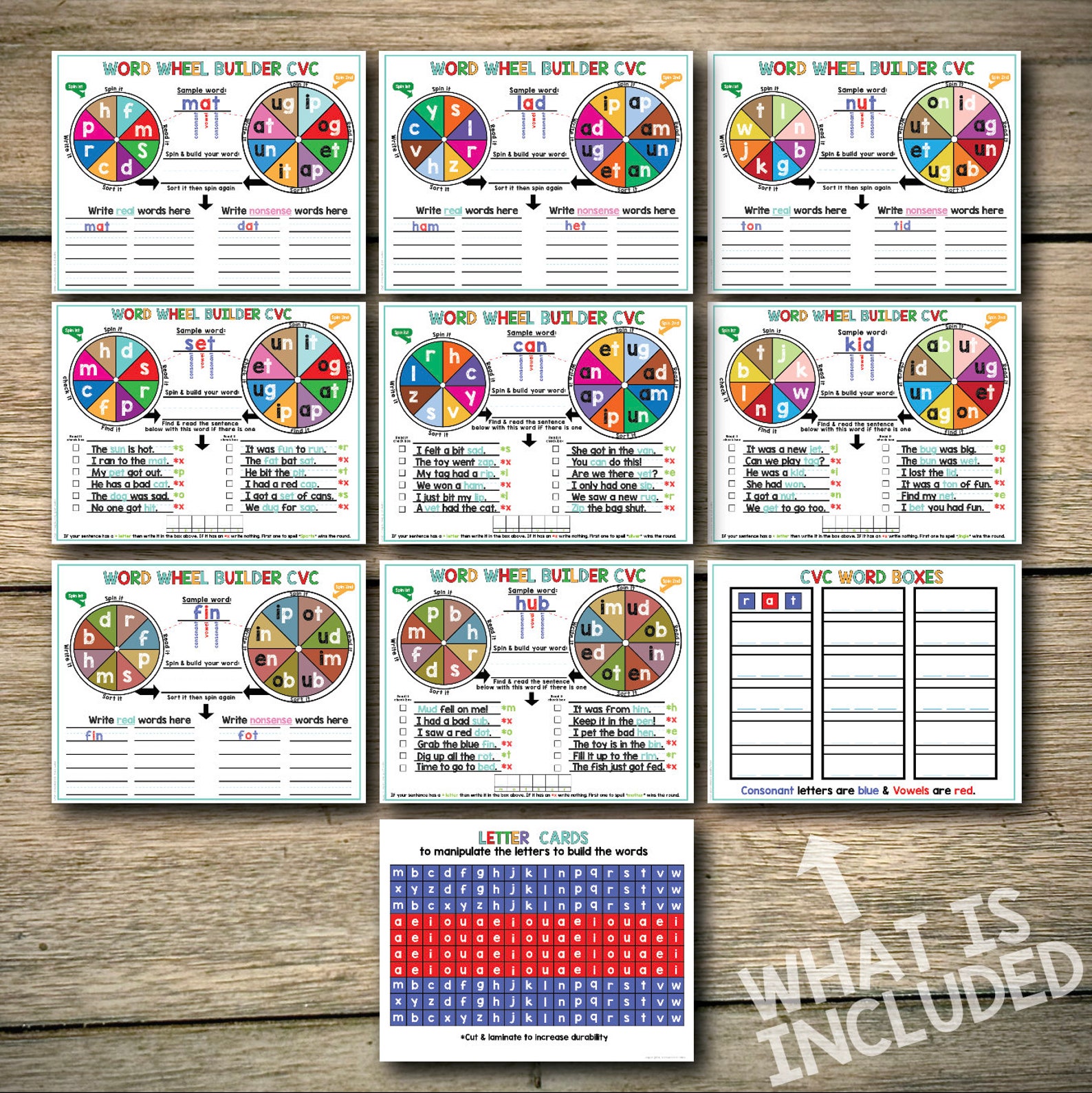 CVC Phonics Wheels for Kindergarten and Homeschool Reading Games ...