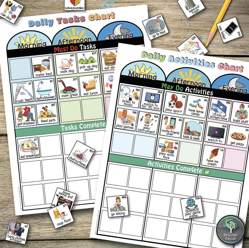 Daily Routine Charts (large Size), Chore Chart for Kids, Cleaning ...