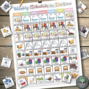 Kids Weekly Visual Schedule: Chore Chart, Routine Chart (editable ...