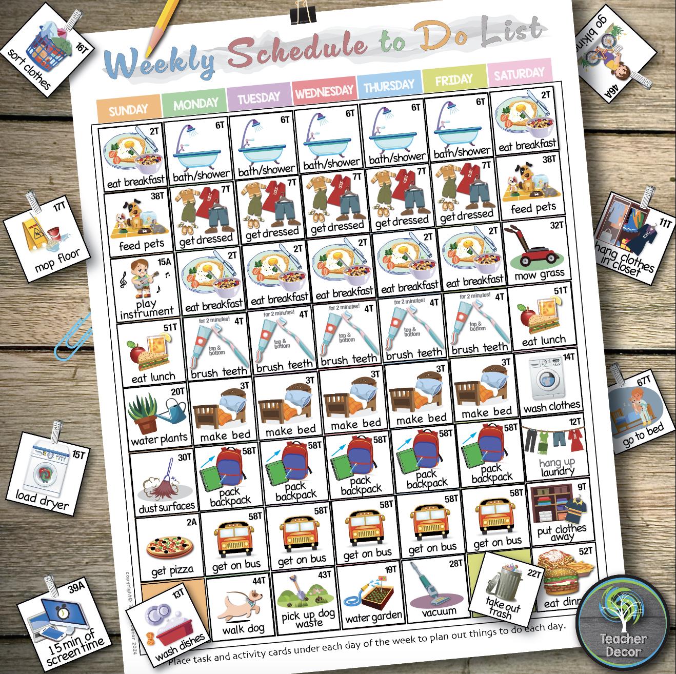 Weekly Routine Charts, Visual Schedule, Chore Chart for Kids, Weekly ...
