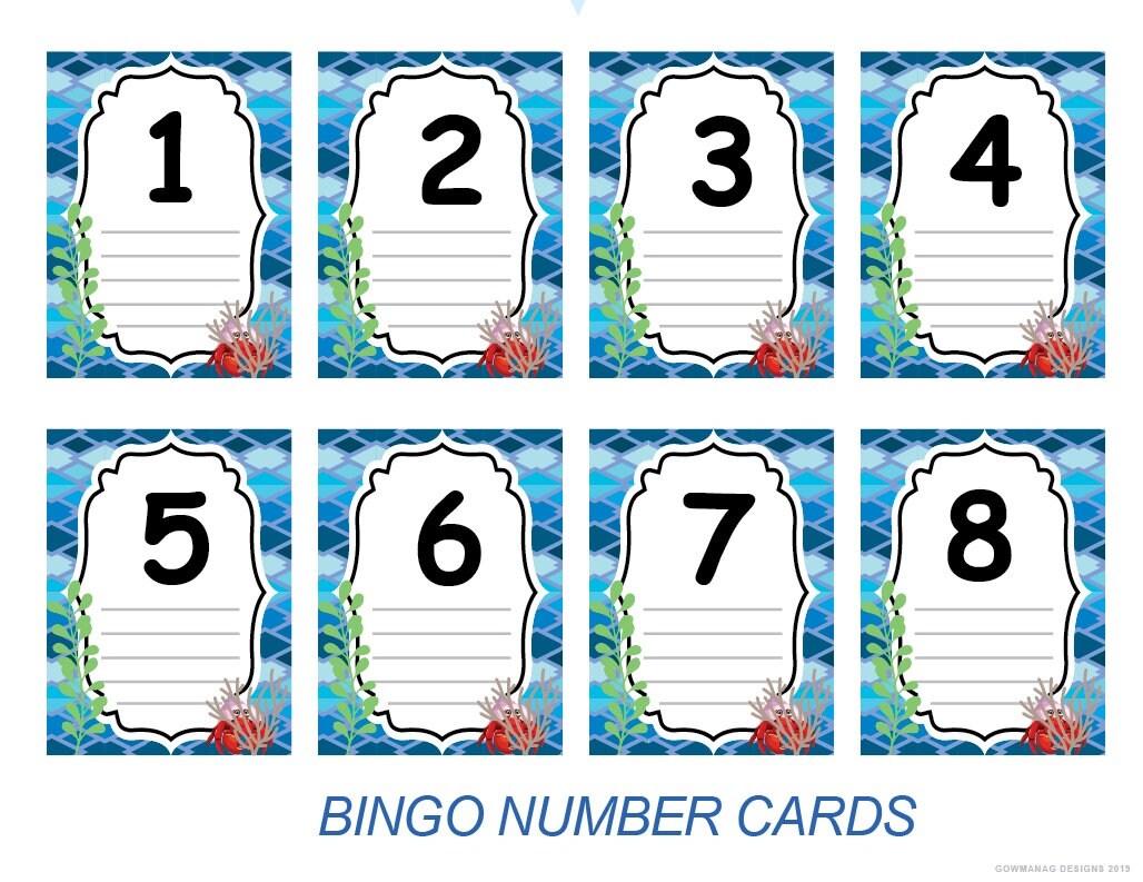 Ocean Theme Bingo, 30 Unique Bingo Cards, Bingo Printable, Under the ...
