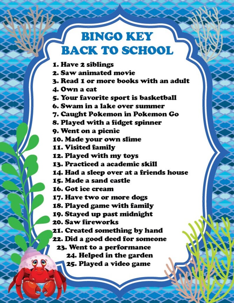 Ocean Theme Bingo, 30 Unique Bingo Cards, Bingo Printable, Under the ...