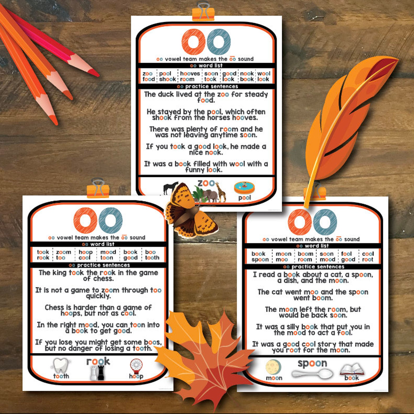 Vowel Team Sentence Reading Posters, Phonics Word Wall, Color Coded ...