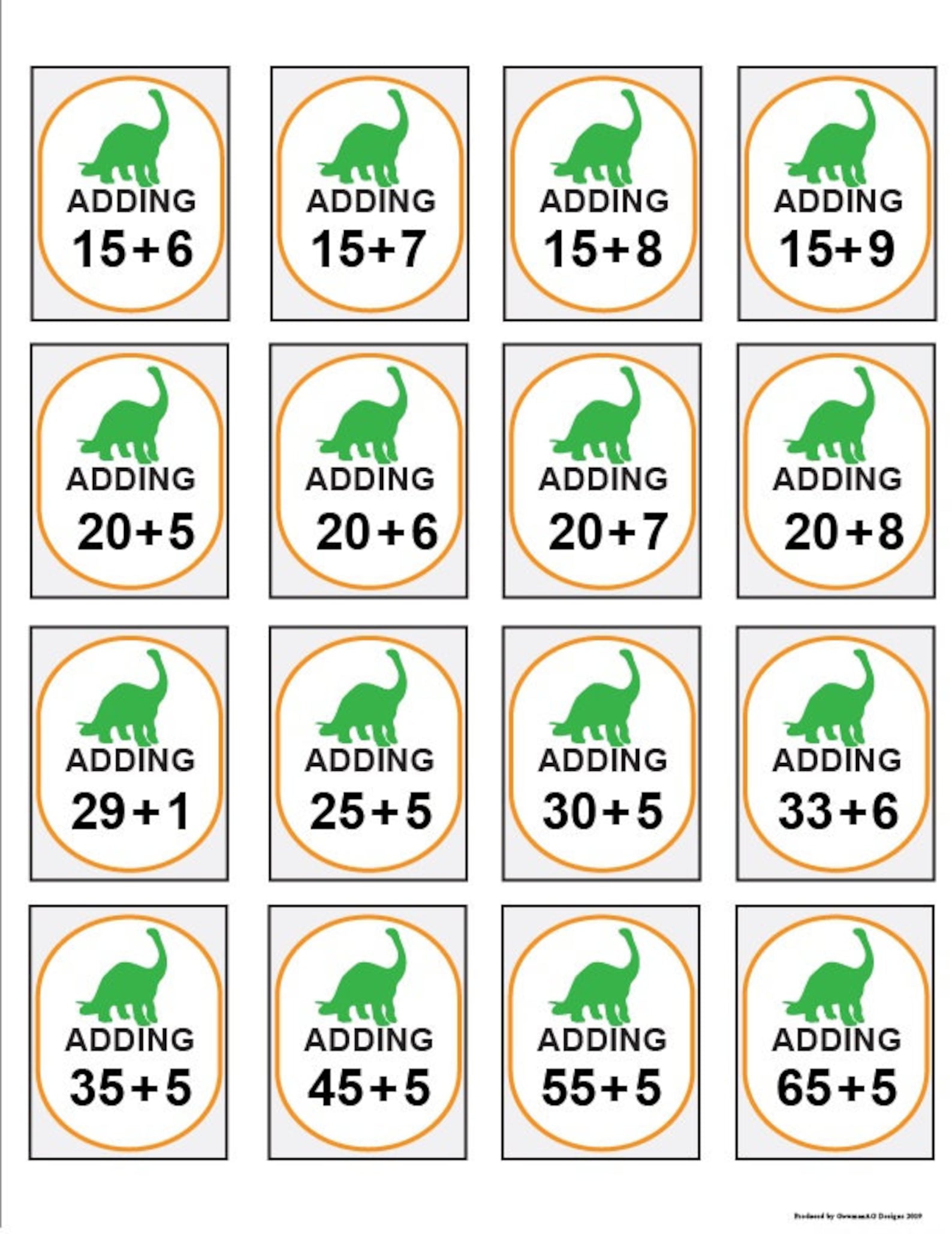 Dinosaur Math Bingo: Addition & Subtraction Game - Etsy