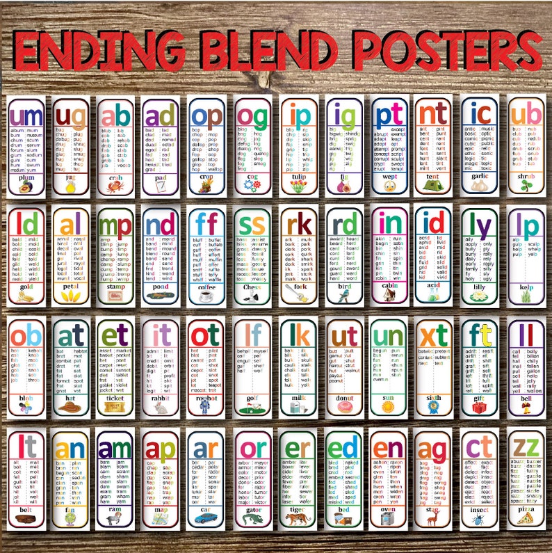 Word Endings Phonic Activity Posters Vowel Blends - Etsy