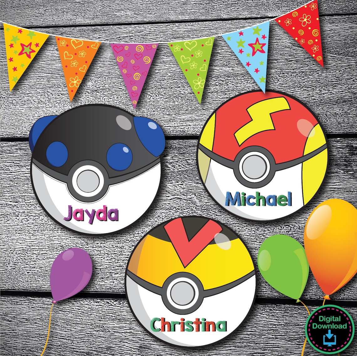 Pokeball Name Tags Pokemon Classroom Bulletin Pokemon Birthday Signs ...