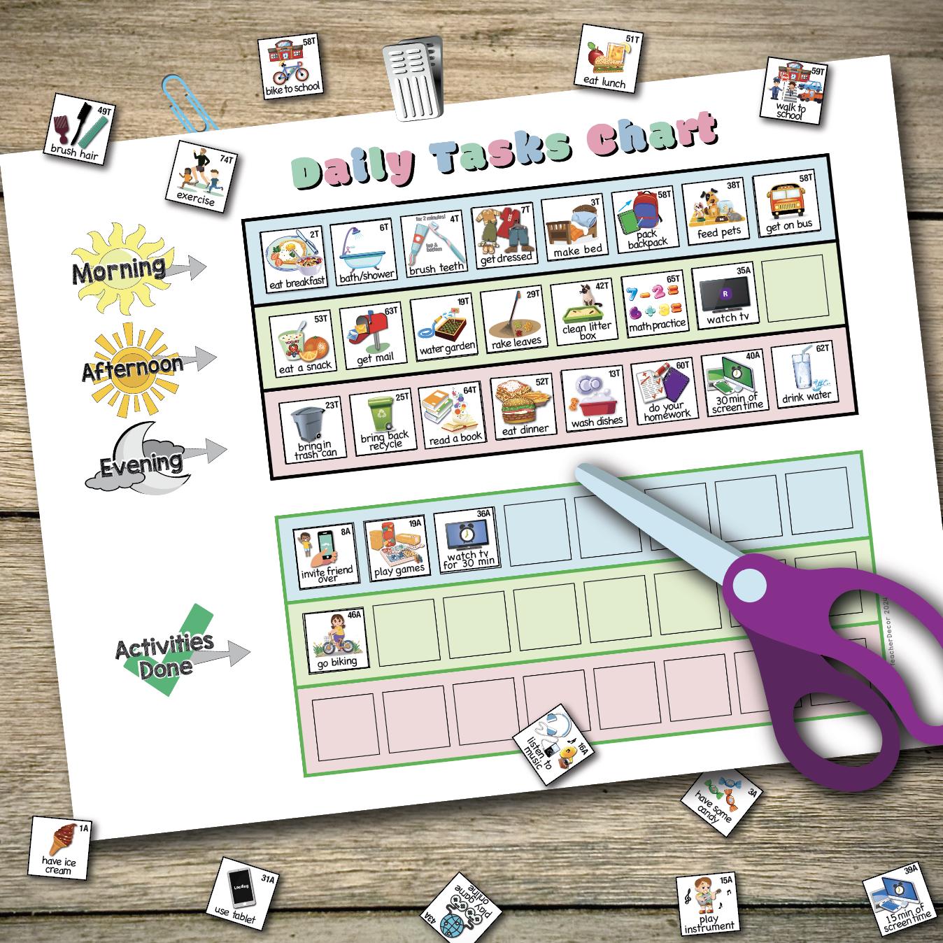 Visual Schedule, Routine Cards, Cleaning Checklist for Kids, Routine ...