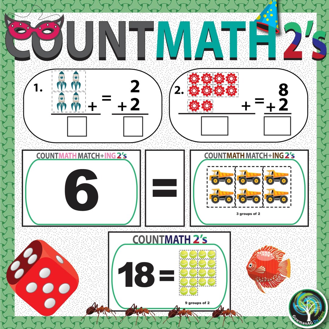 Counting Worksheets by 2s, Visual Quantity for Skip Counting & Matching ...