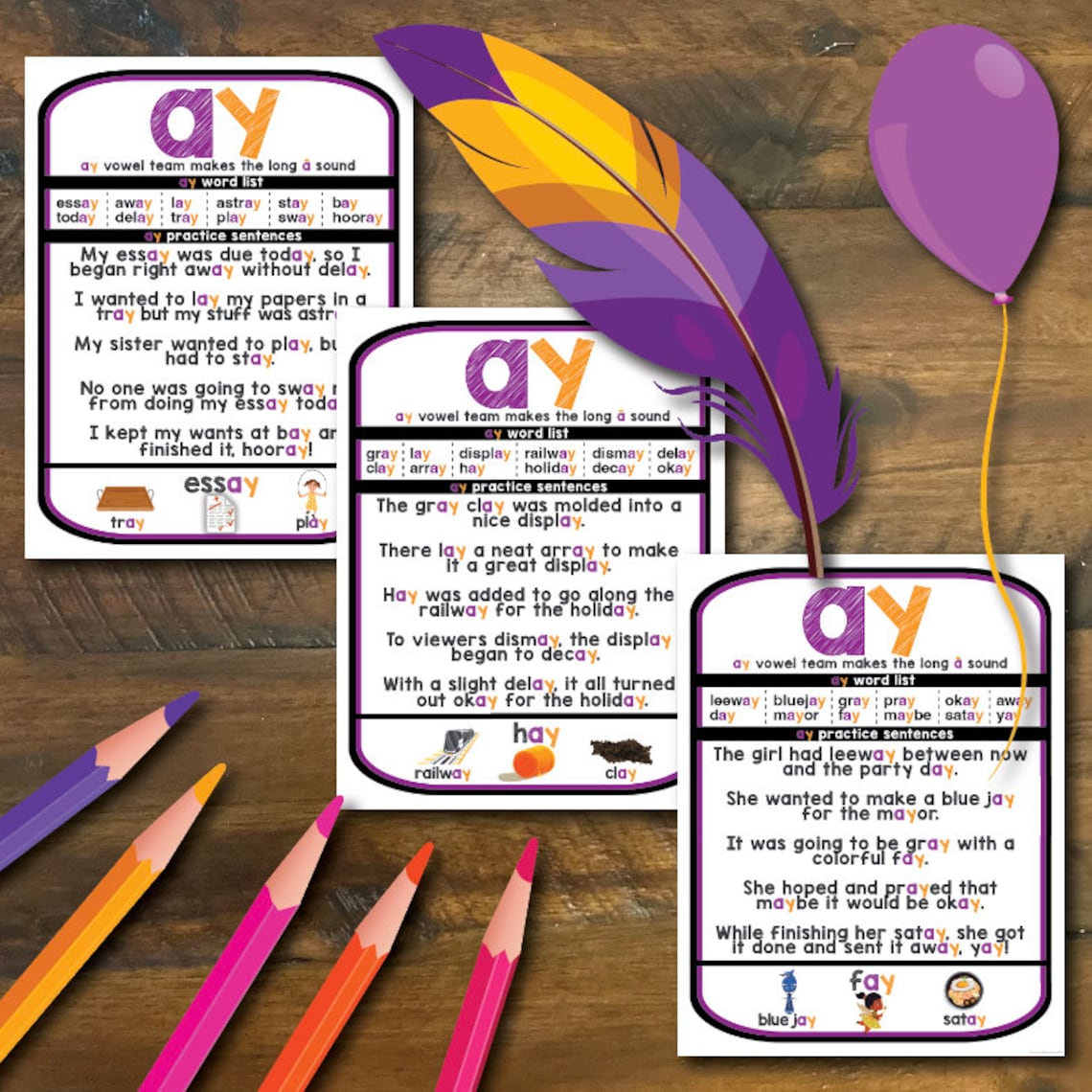 Vowel Team Sentence Reading Posters, Phonics Word Wall, Color Coded ...