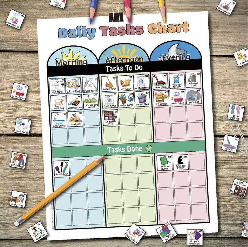 Kids Visual Schedule: Daily Routine Chart With Task Cards (digital ...
