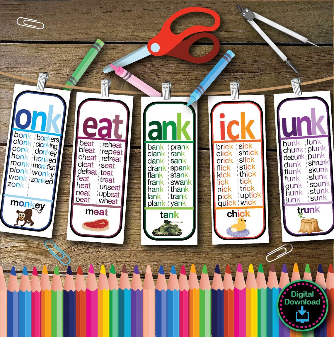 3 Letter Word Endings Sound Wall Phonics Posters Color - Etsy