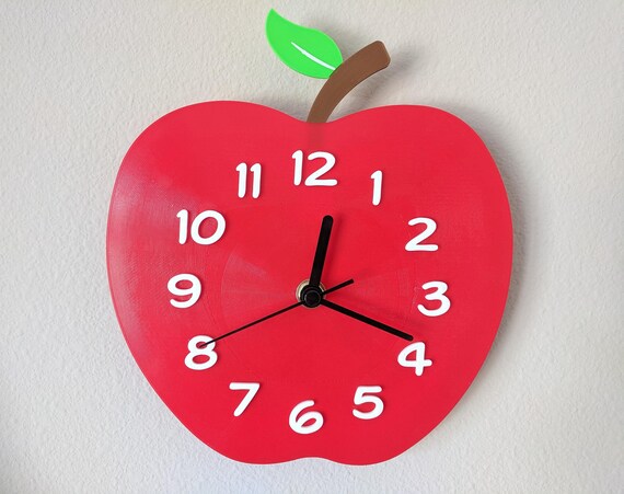 Apple Wall Clock 3D Printed Classroom Clock Décor Gift For | Etsy