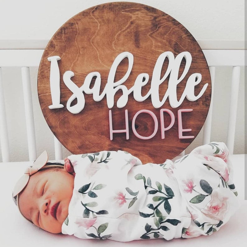 12 Round Custom Name Wood Sign Baby Name Sign - Etsy