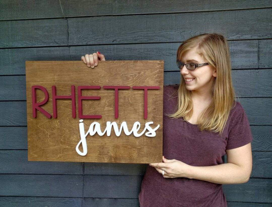 24 X 18 Custom Name Wood Sign Wood Cut Out Name Cut Out Nursery Name ...