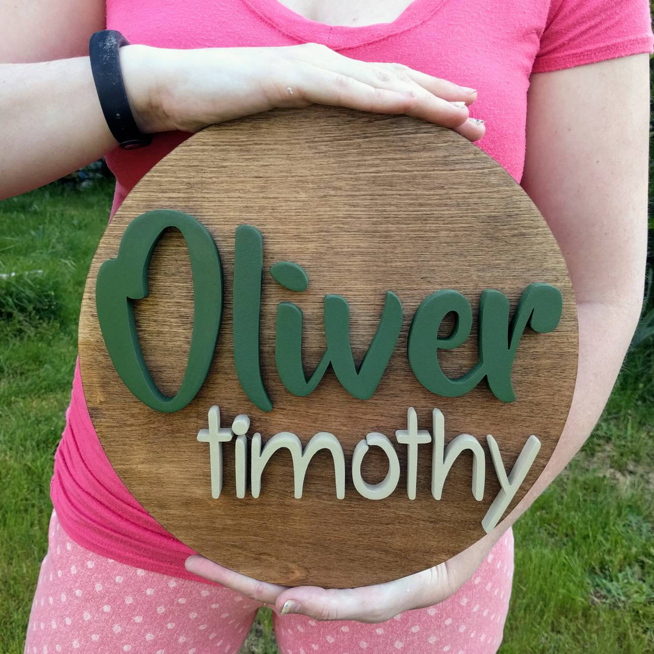 12 Round Custom Name Wood Sign Baby Name Sign | Etsy