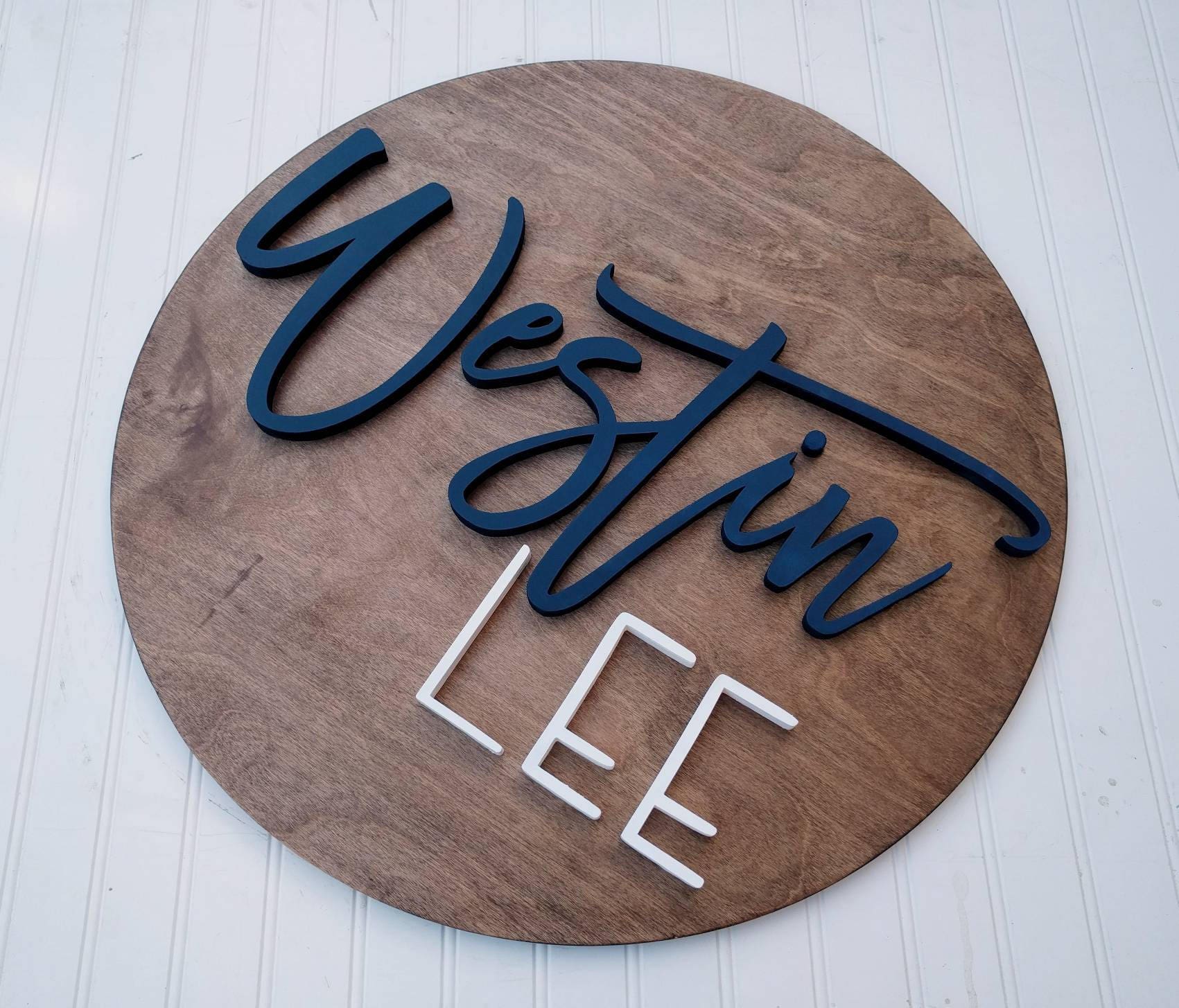 30 Round Custom Name Wood Sign Baby Name Sign | Etsy