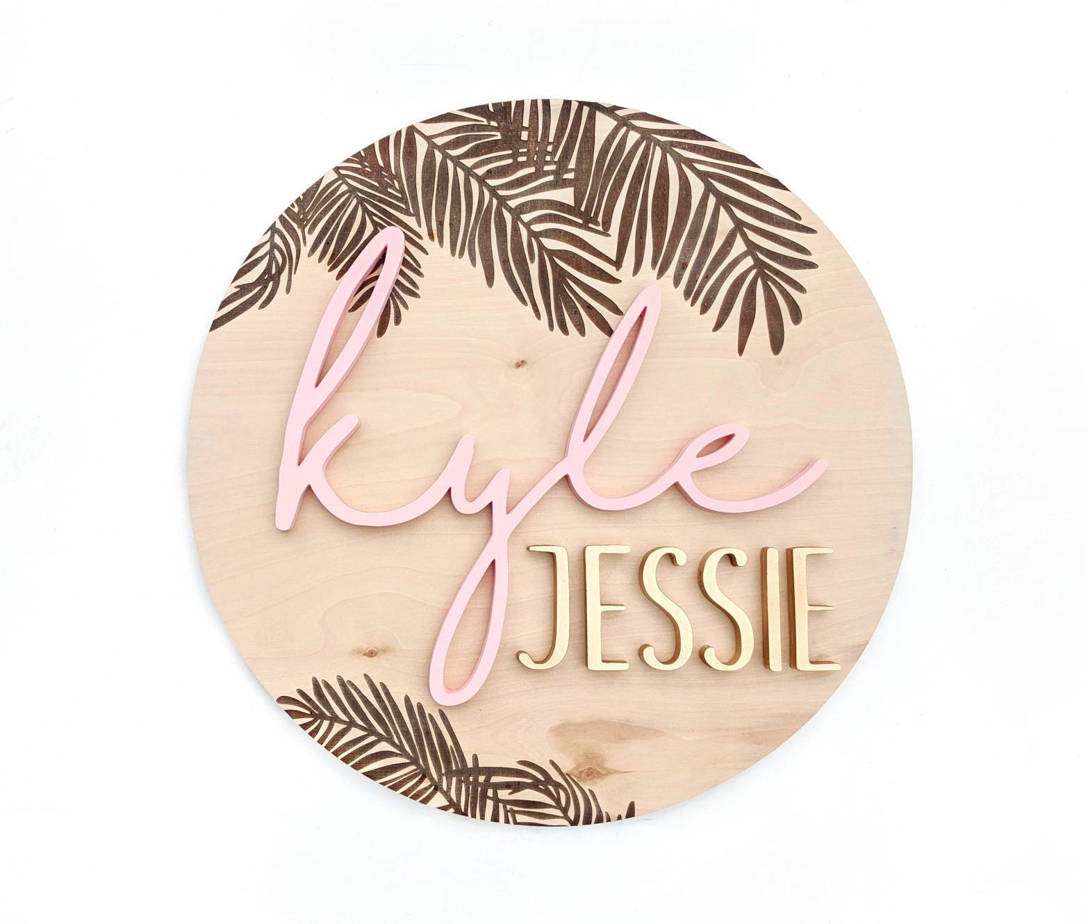 Palm Leaves Wooden Name Sign | Tropical Leaves | Baby Name Sign ...