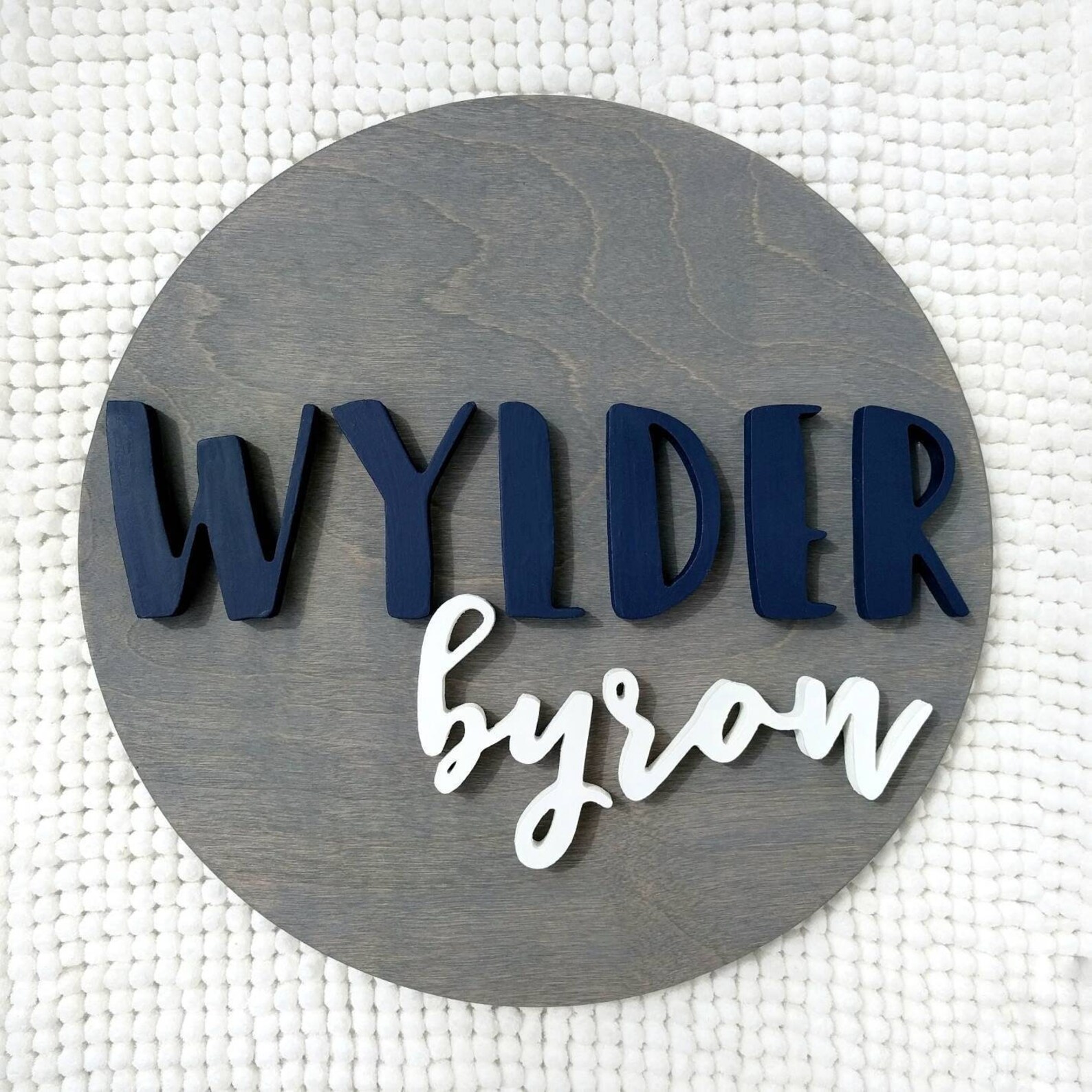 12 Round Custom Name Wood Sign Baby Name Sign - Etsy