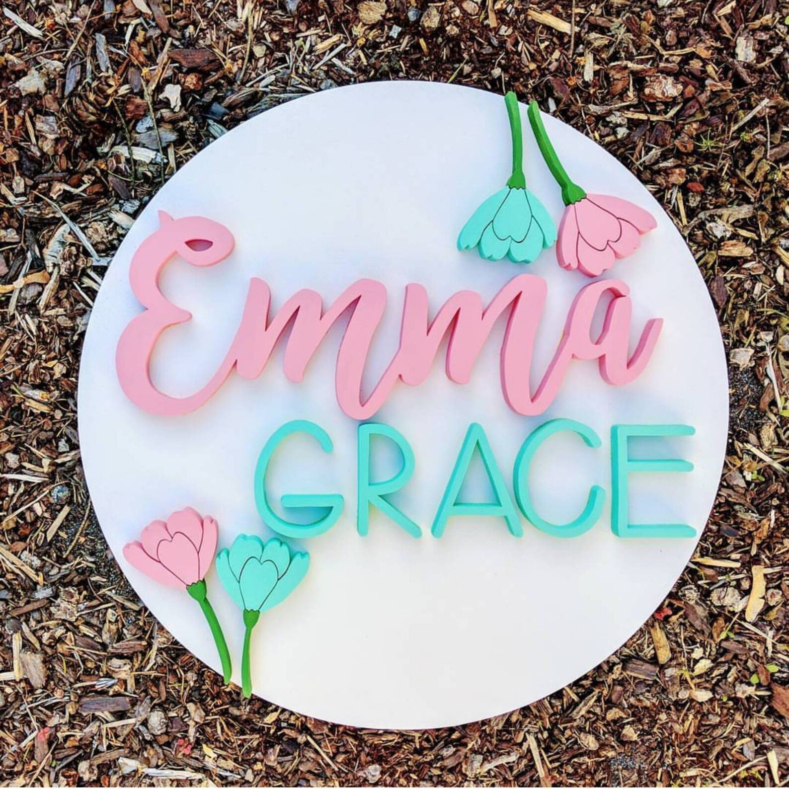 18 Round Floral Name Wood Sign Wood Cut Out Name Cut - Etsy