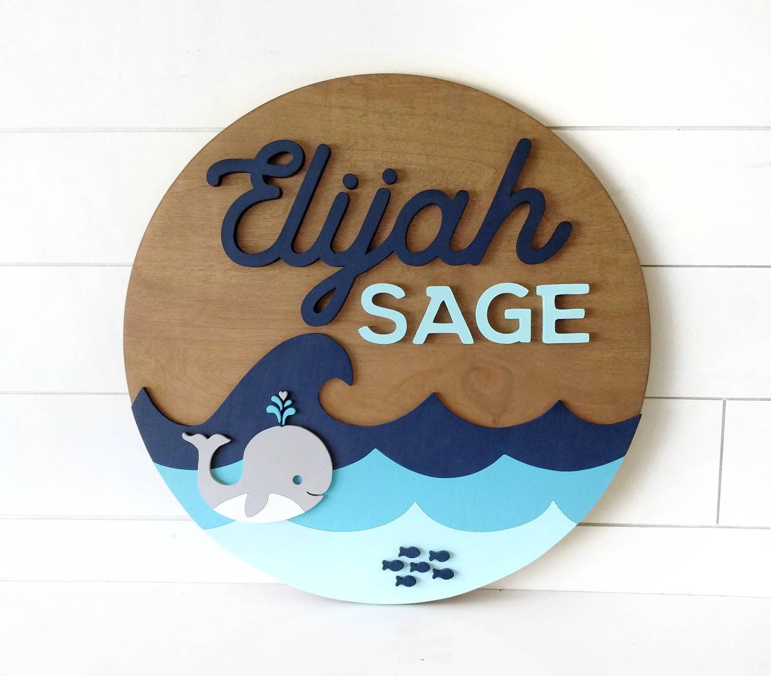 Ocean Whale Theme Wooden Name Sign 12 18 24 - Etsy
