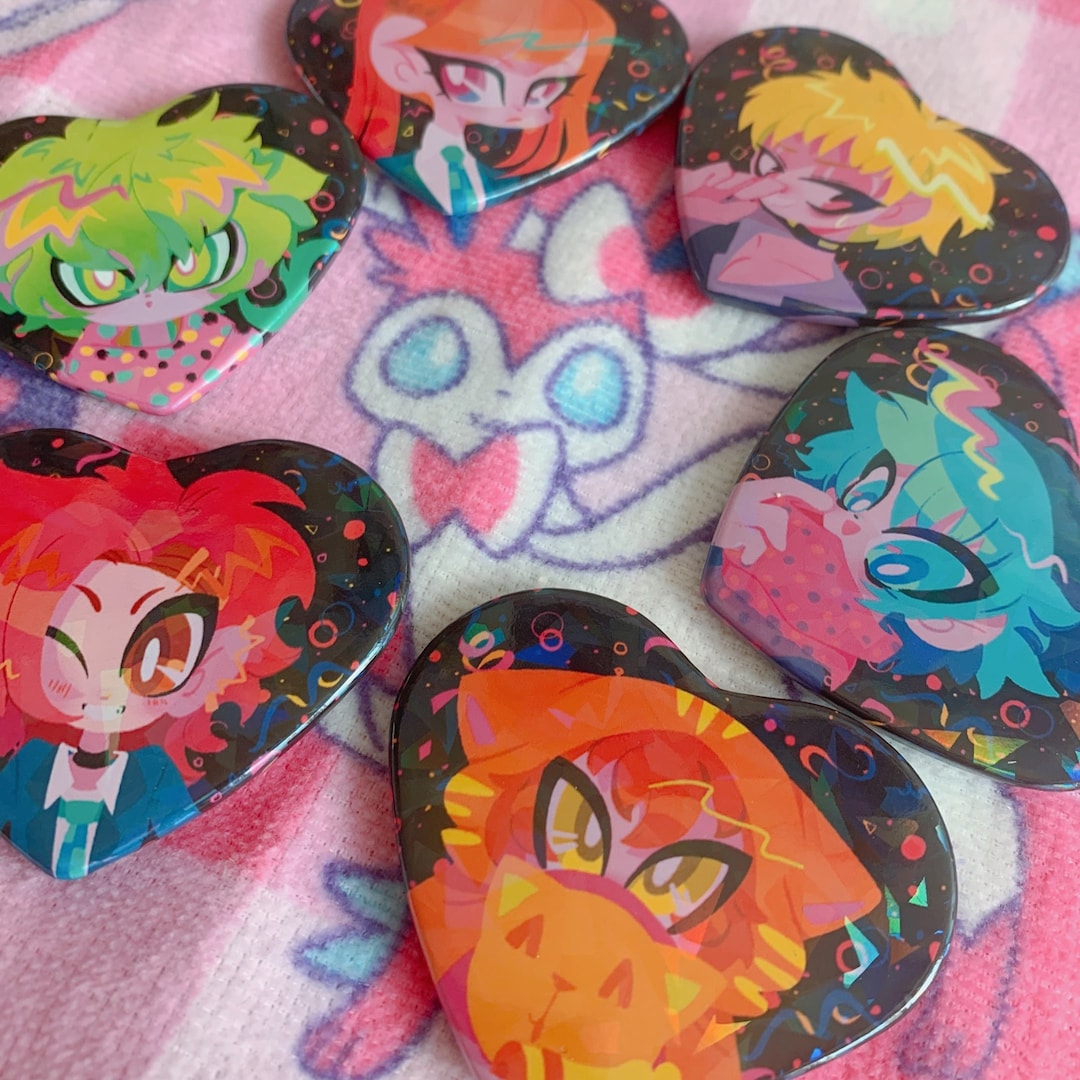 YTTD Holo Heart-shaped Buttons - Etsy