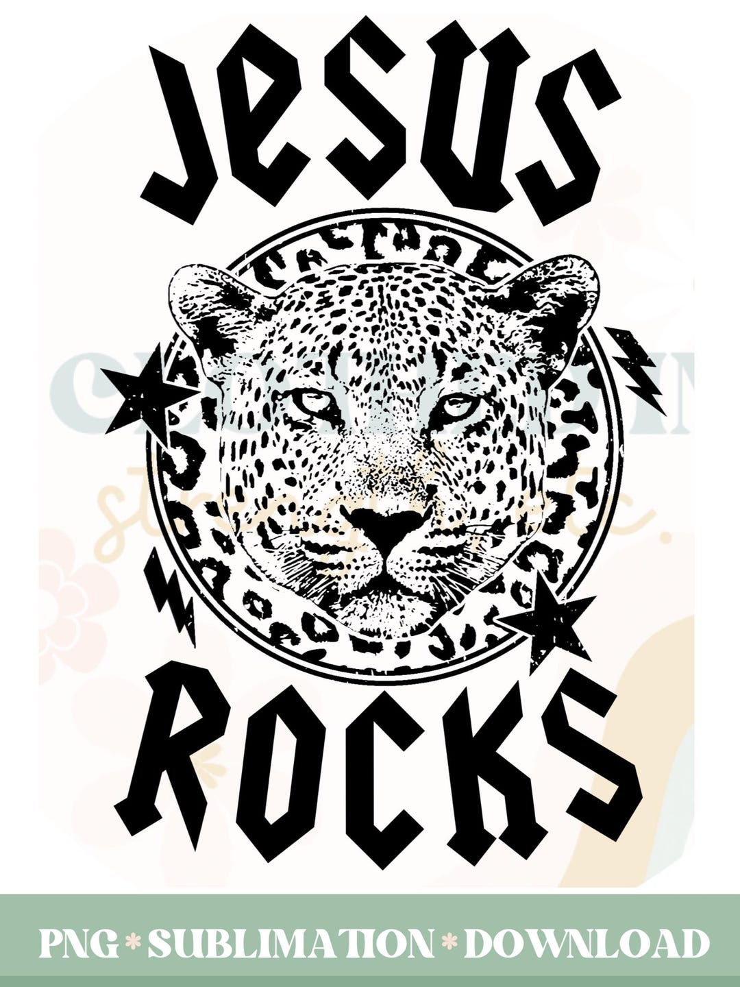 Jesus Rocks PNG / Cheetah PNG / Jesus Rocker Style / Trendy Christian ...
