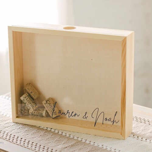 Personalized Shadow Box Wine Cork Holder Wedding Guest Book - Etsy