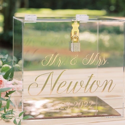 Personalized Acrylic Wedding Card Box Customized Names With - Etsy