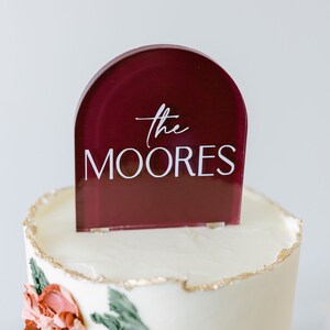 Painted Acrylic Arched Cake Topper Personalized Wedding Arched Cake ...