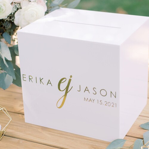 Personalized Frost Acrylic Card Box With Lock and Key HIGH - Etsy