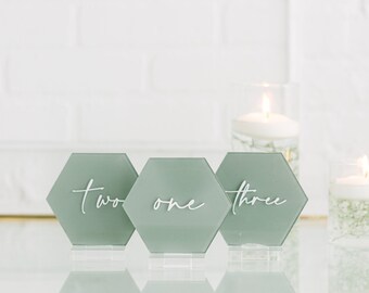 Acrylic Arched Table Numbers With Raised Text | Wedding Table Numbers ...