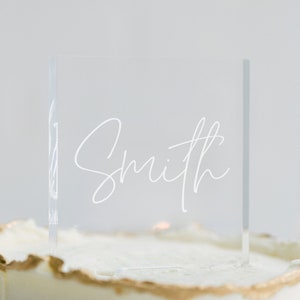 Acrylic Cake Topper With Raised Text | Personalized Wedding Cake Topper ...